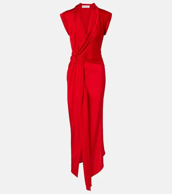 Victoria Beckham Silk-trimmed Jersey Maxi Dress - Red