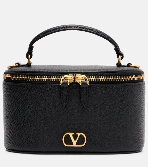 Valentino Garavani Vlogo Mini Leather Vanity Bag - Black