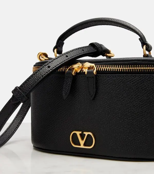 Valentino Garavani Vlogo Mini Leather Vanity Bag - Black