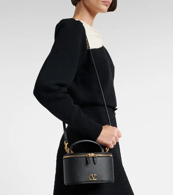 Valentino Garavani Vlogo Mini Leather Vanity Bag - Black