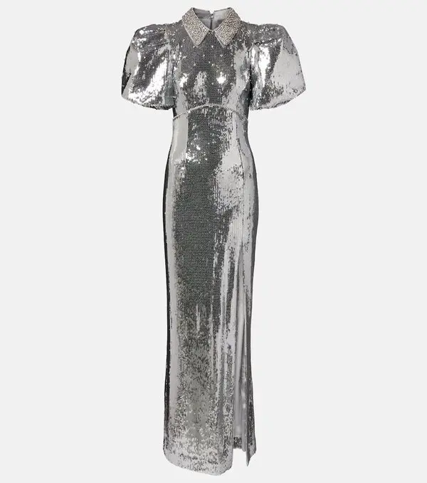 Rebecca Vallance Olympia Sequined Puff-sleeve Gown