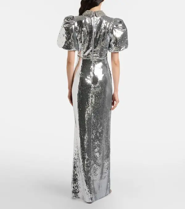 Rebecca Vallance Olympia Sequined Puff-sleeve Gown