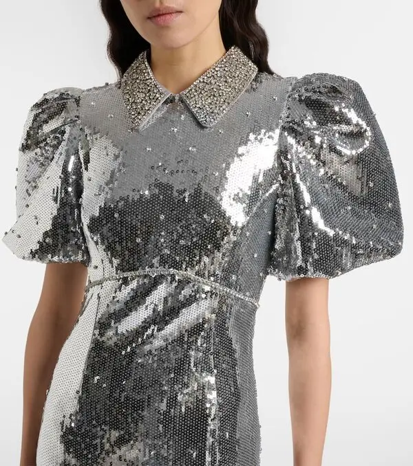 Rebecca Vallance Olympia Sequined Puff-sleeve Gown
