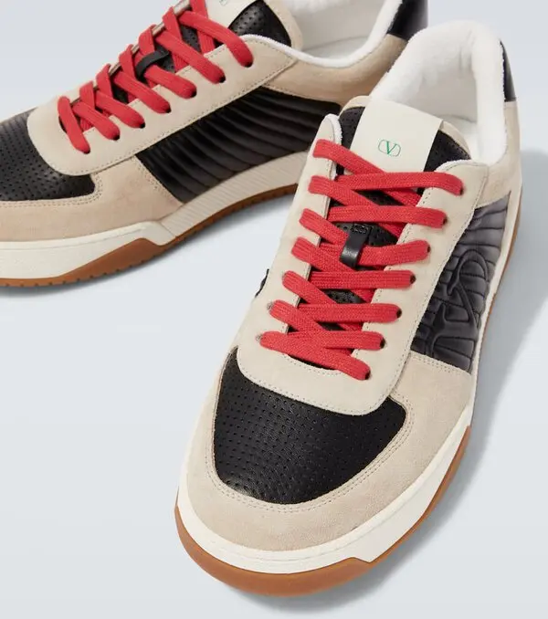 Valentino Garavani Suede And Leather Lace-up Sneakers