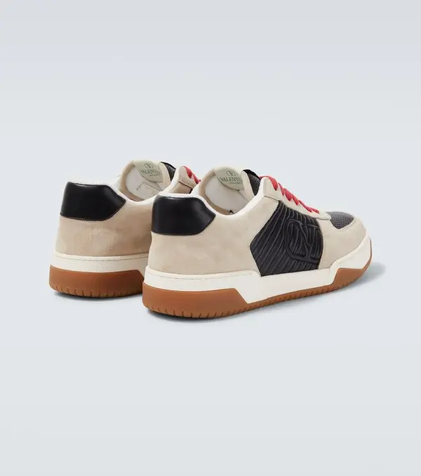 Valentino Garavani Suede And Leather Lace-up Sneakers