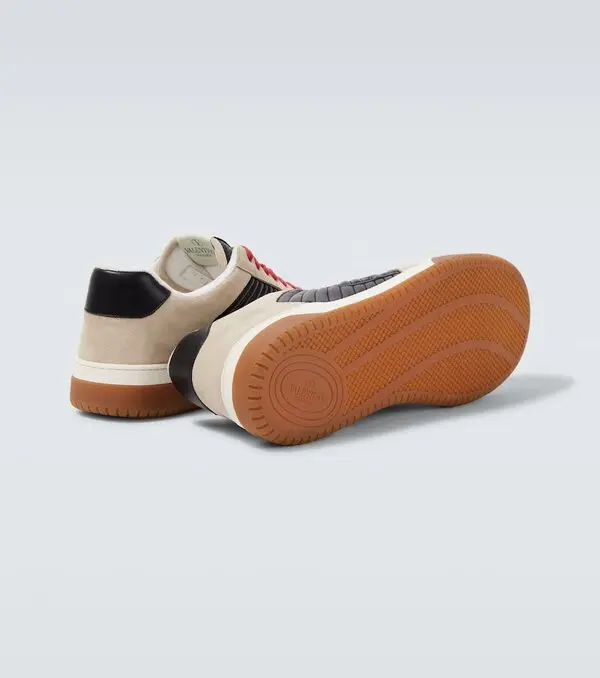 Valentino Garavani Suede And Leather Lace-up Sneakers