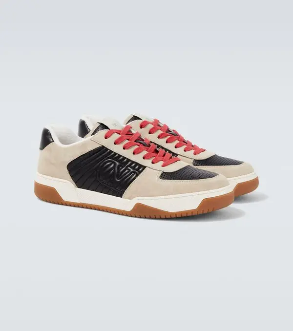Valentino Garavani Suede And Leather Lace-up Sneakers