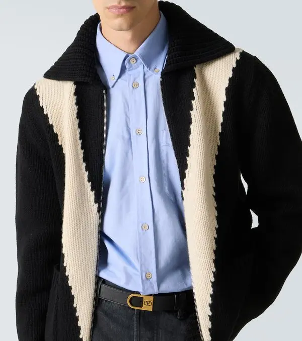 Valentino Garavani Intarsia Virgin Wool Zip-up Cardigan