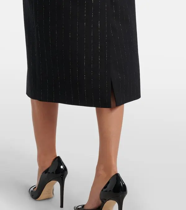 Erdem Pinstripe Wool-blend Midi Dress