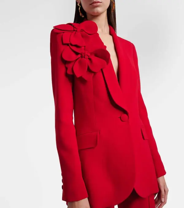 Elie Saab Floral-appliqué Cady Blazer