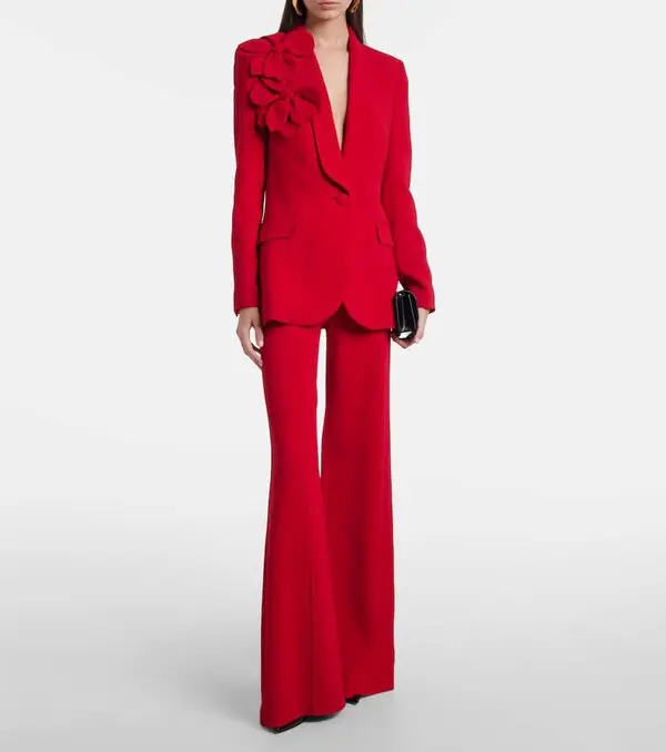 Elie Saab Floral-appliqué Cady Blazer