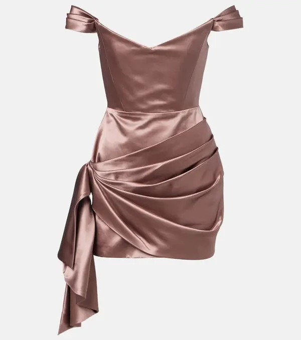 Alex Perry Off-shoulder Cotton And Silk Satin Minidress