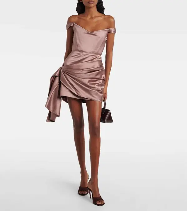Alex Perry Off-shoulder Cotton And Silk Satin Minidress