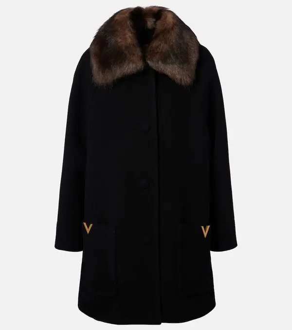 Valentino Garavani Shearling-trimmed Virgin Wool Coat
