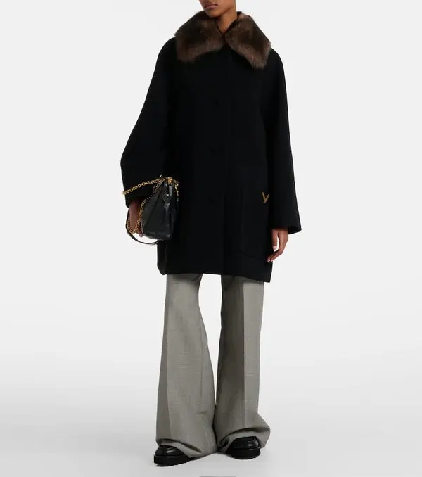 Valentino Garavani Shearling-trimmed Virgin Wool Coat