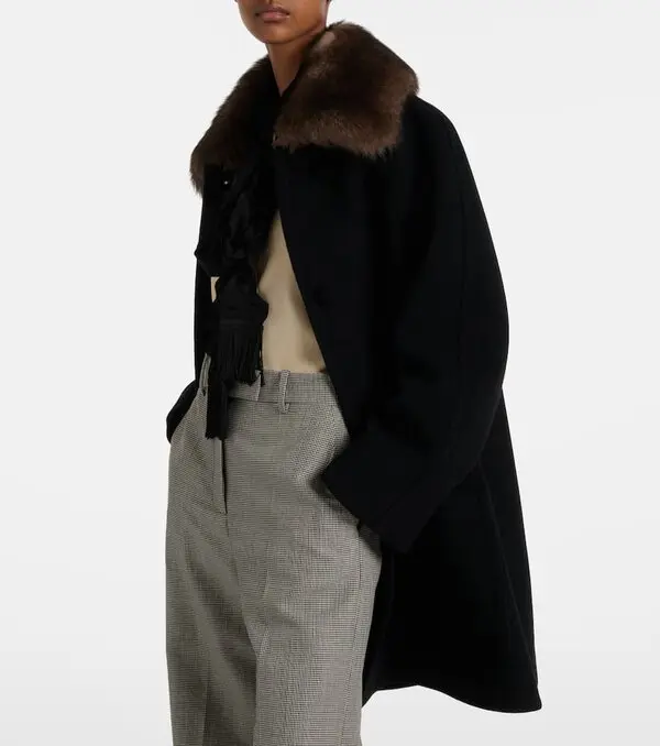 Valentino Garavani Shearling-trimmed Virgin Wool Coat