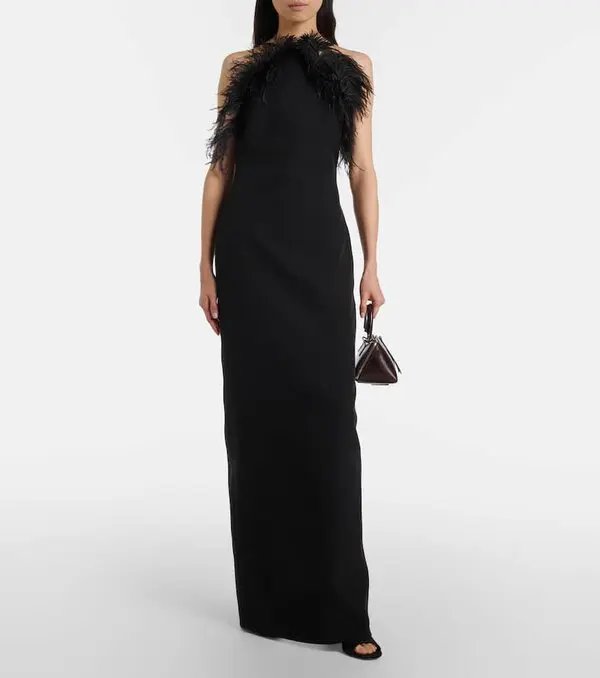 Attico Feather-trimmed Gown