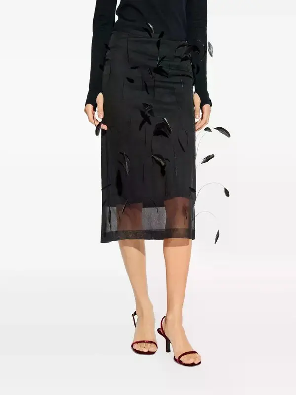 JIL SANDER Feather-embellished Midi Skirt