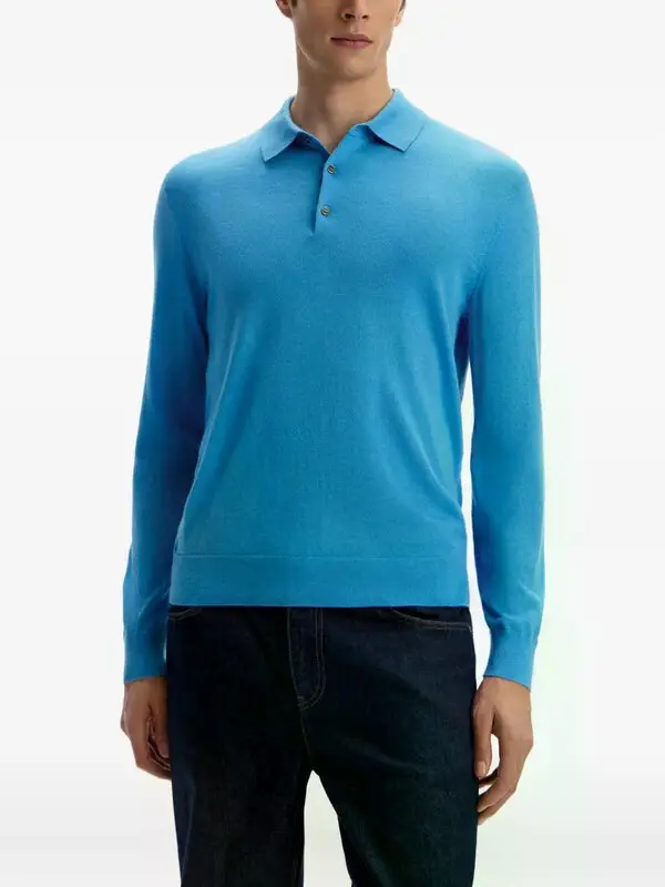 12 STOREEZ Knitted Polo Shirt - Blue