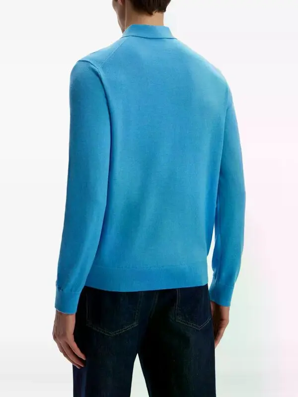 12 STOREEZ Knitted Polo Shirt - Blue