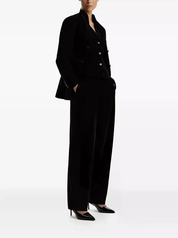 12 STOREEZ Velvet Straight-leg Trousers