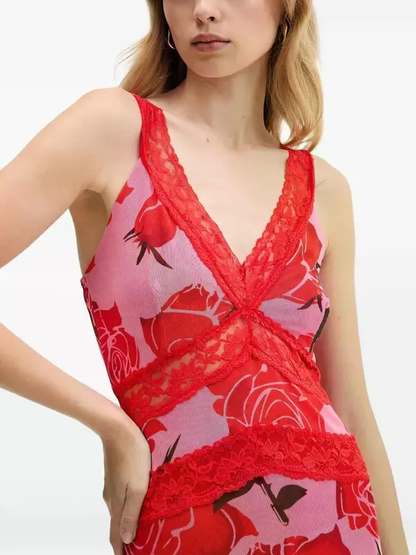 NEVER FULLY DRESSED Lace-detail Floral Maxi Dress