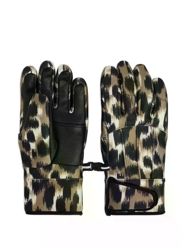 Fusalp Leopard-print Leather-palm Gloves - Brown