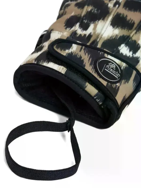 Fusalp Leopard-print Leather-palm Gloves - Brown