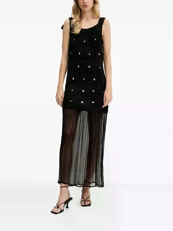 NEVER FULLY DRESSED Tie-detail Embellished Maxi Dress - Black