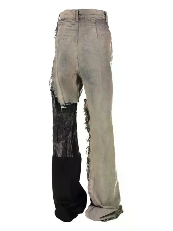 Rick Owens Ripped Panelled Bootcut Jeans