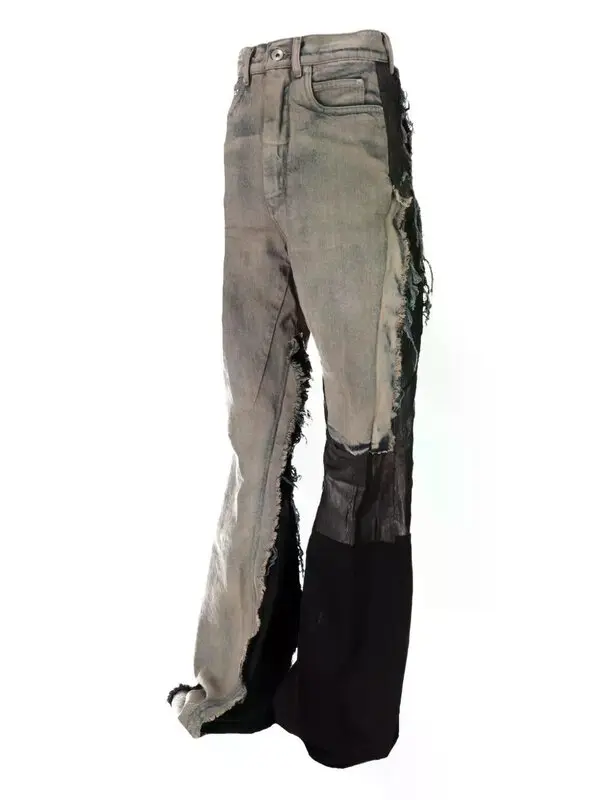 Rick Owens Ripped Panelled Bootcut Jeans