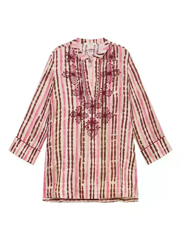Tagliatore Striped Embroidered Linen Jacket
