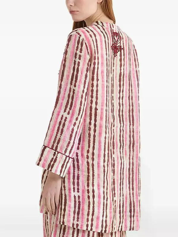 Tagliatore Striped Embroidered Linen Jacket