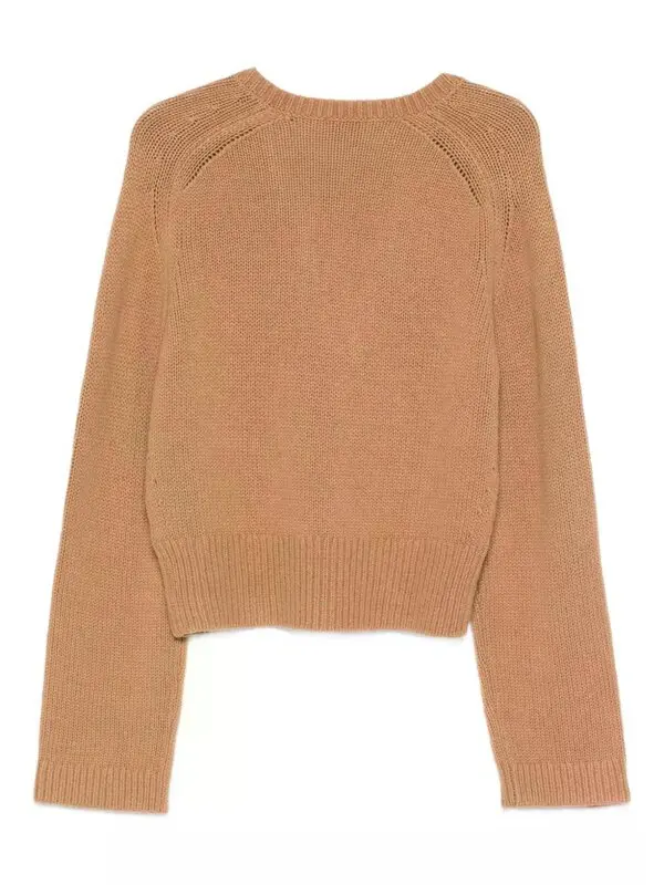 GANNI V-neck Logo Knitwear - Brown