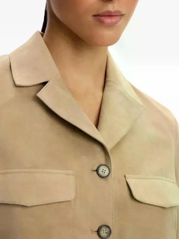 12 STOREEZ Lacing-detail Suede Jacket - Neutrals