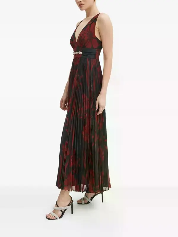 MARCIANO Floral Print Pleated Dress