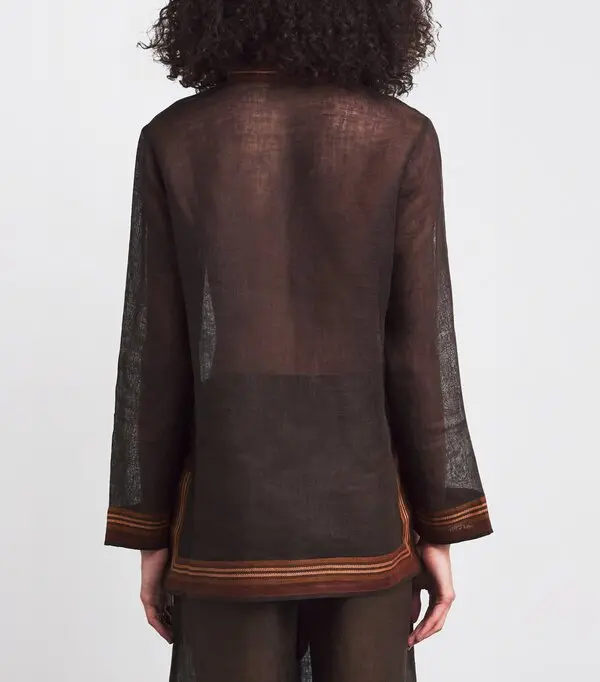 Tory Burch Linen Striped Tunic - Brown
