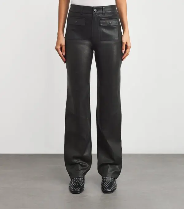 Paige Leather Stevie Straight Trousers