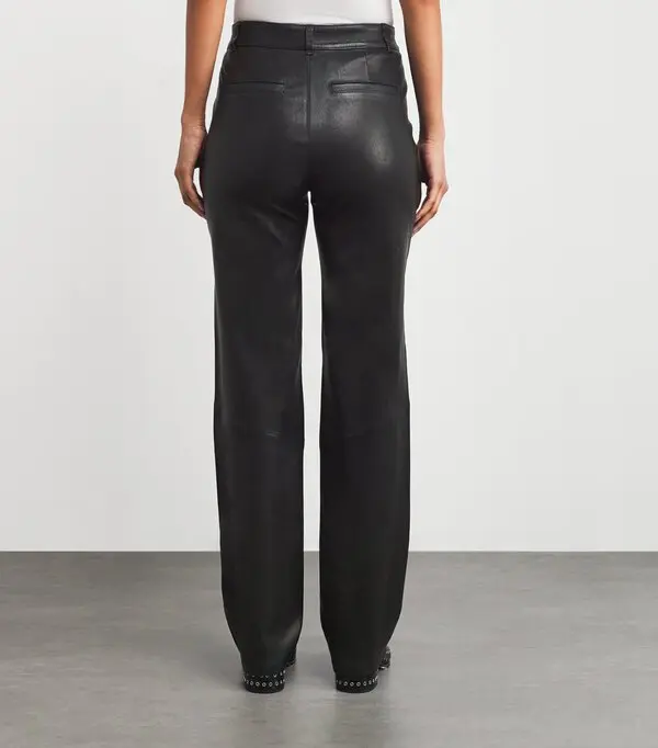 Paige Leather Stevie Straight Trousers
