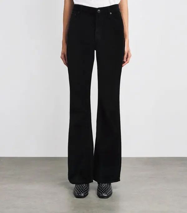 Rag & Bone Velvet Dahlia Mid-rise Flared Jeans - Black