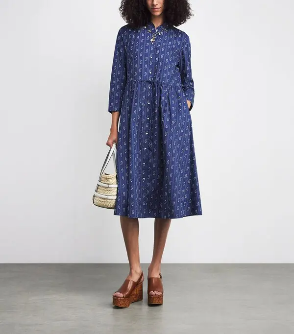 white christmas dresses Medium Navy Smocked Cotton Dress main image 1