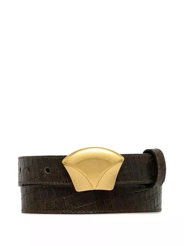 SESSUN Croc-embossed Buckle Belt - Brown