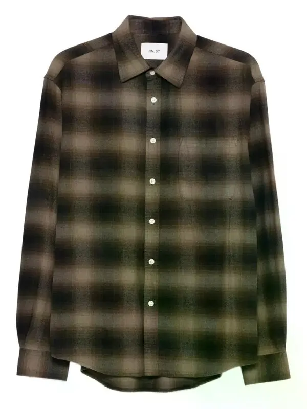 Nn07 Button-up Shirt Made In Soft Cotton And Woven In A Flannel Twill Weave - Black