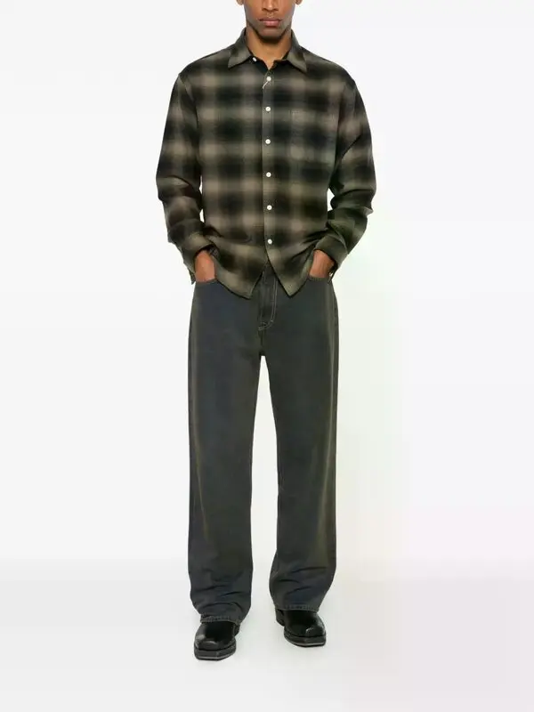 Nn07 Button-up Shirt Made In Soft Cotton And Woven In A Flannel Twill Weave - Black