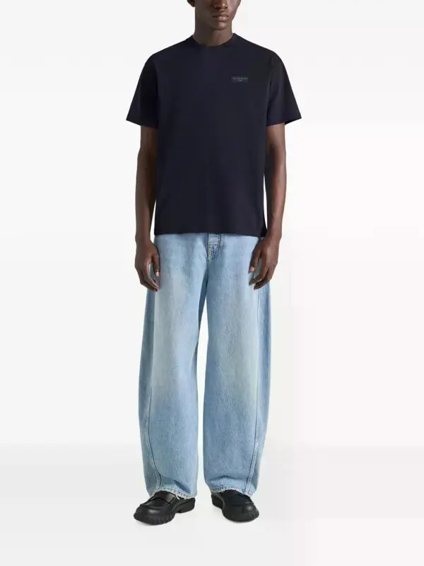 Givenchy T-shirt In Cotton With Paris Gros Grain - Blue
