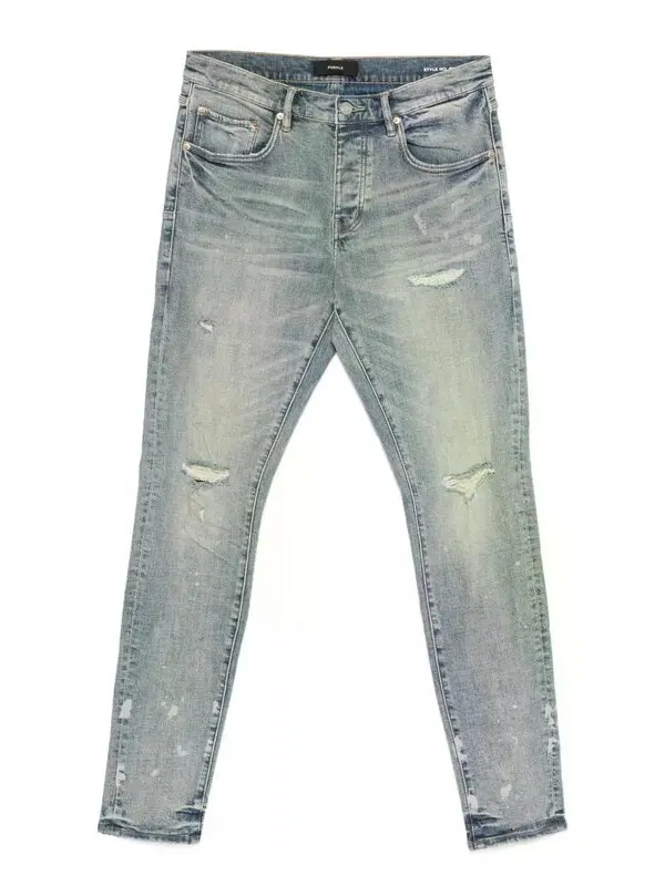 PURPLE BRAND Slashed Paint Jeans - Blue