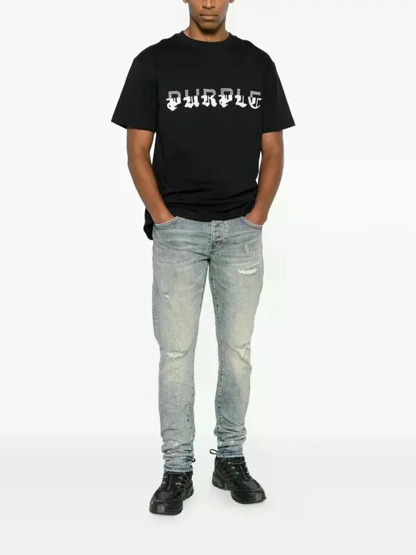 PURPLE BRAND Slashed Paint Jeans - Blue