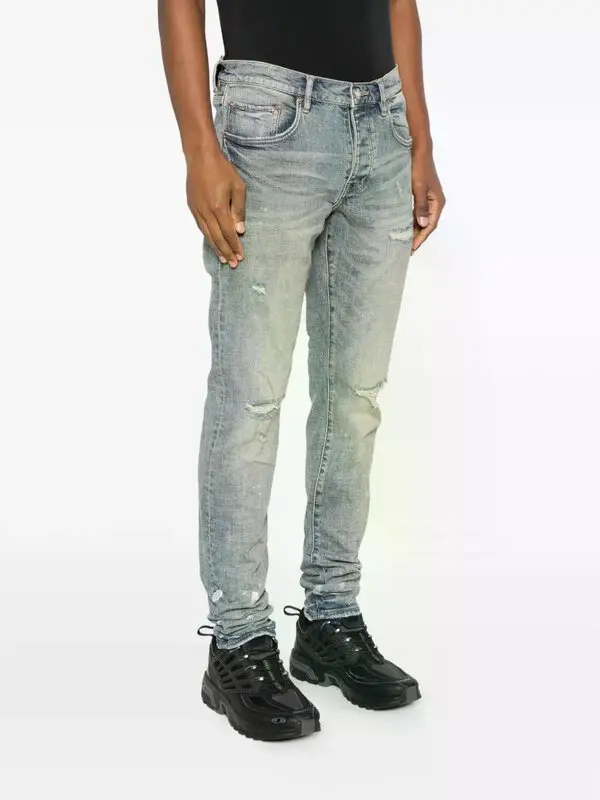 PURPLE BRAND Slashed Paint Jeans - Blue