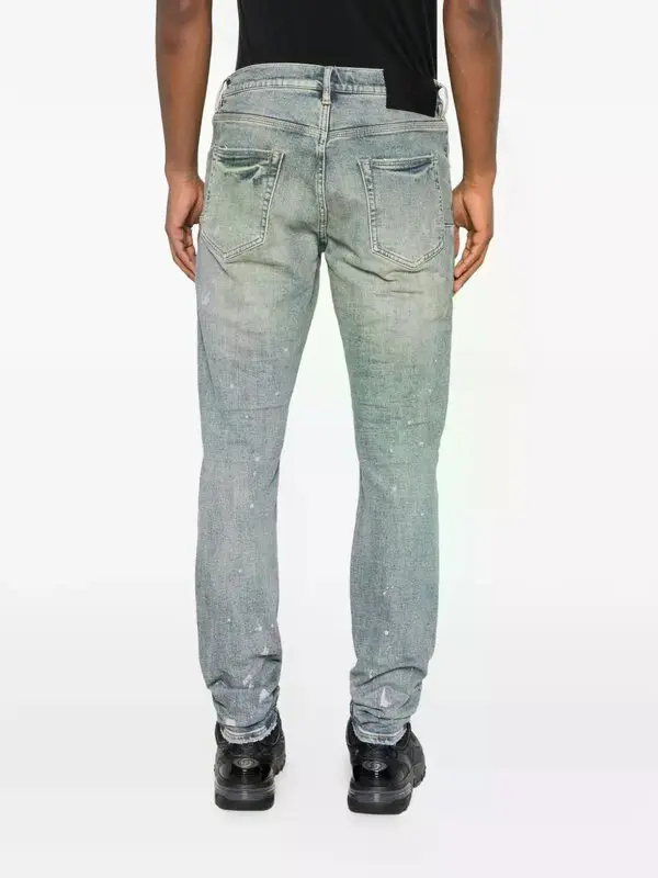 PURPLE BRAND Slashed Paint Jeans - Blue