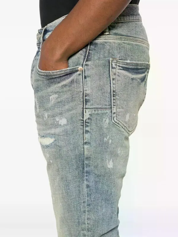 PURPLE BRAND Slashed Paint Jeans - Blue